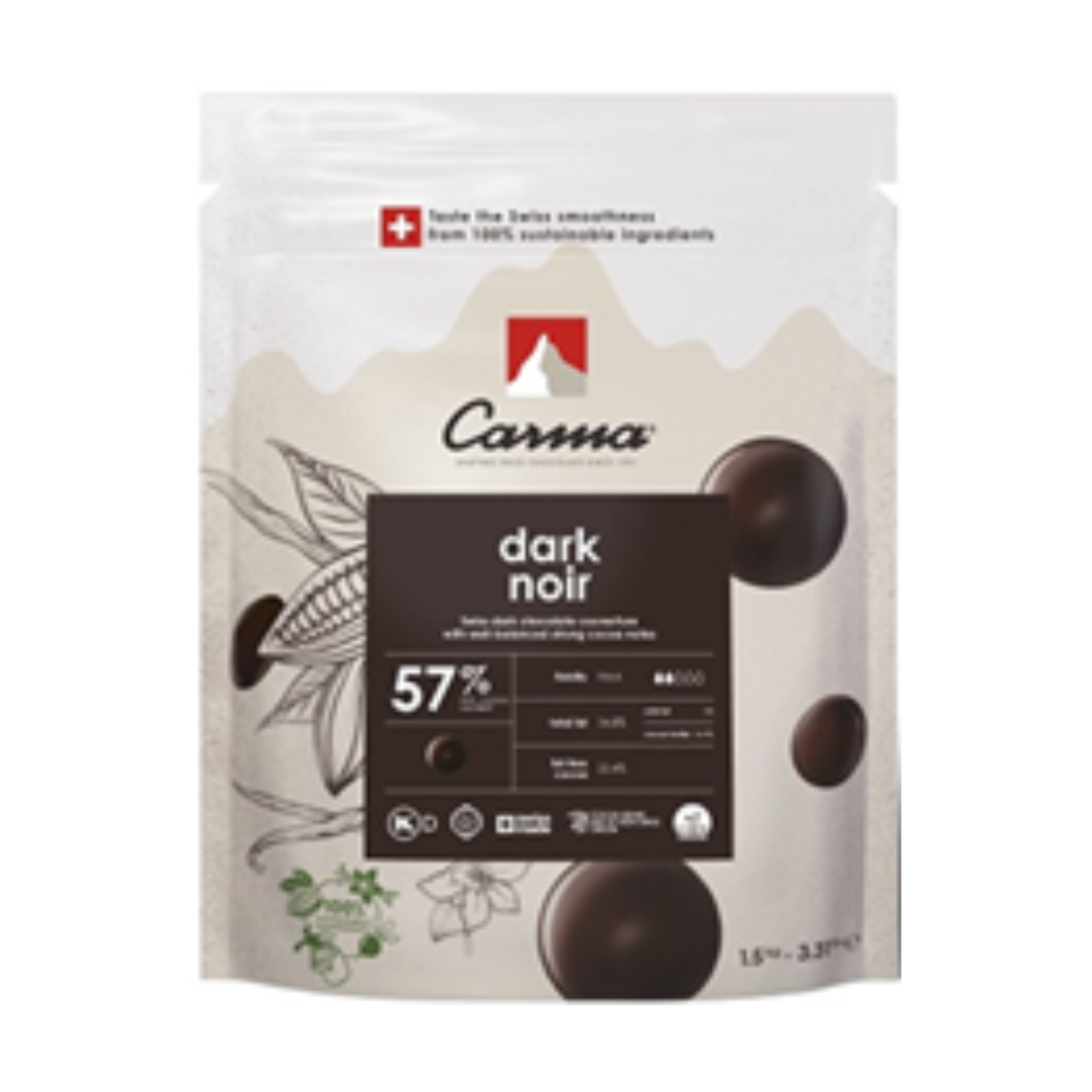 Carma カルマ ｜ クーベルチュール コイン ダーク ノワール57％ / 1.5kg | 【業務用】製パン・製菓の原材料の『marustock』 | 長野の老舗原材料問屋 丸冨士が運営しています。